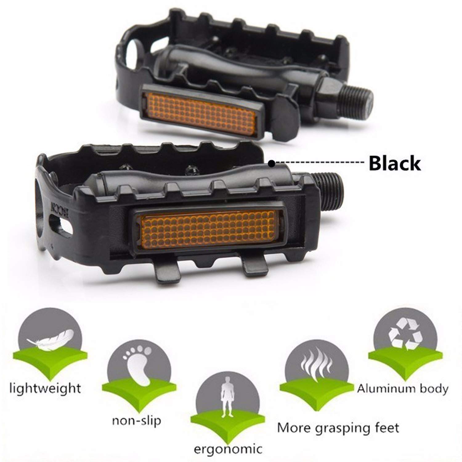 Mordely Bicycle Pedals for Replacement Bike Accessory, Mountain Bicycles Platform Flat Pedal with Anti-Slip Spike, Fits BMX MTB Bike