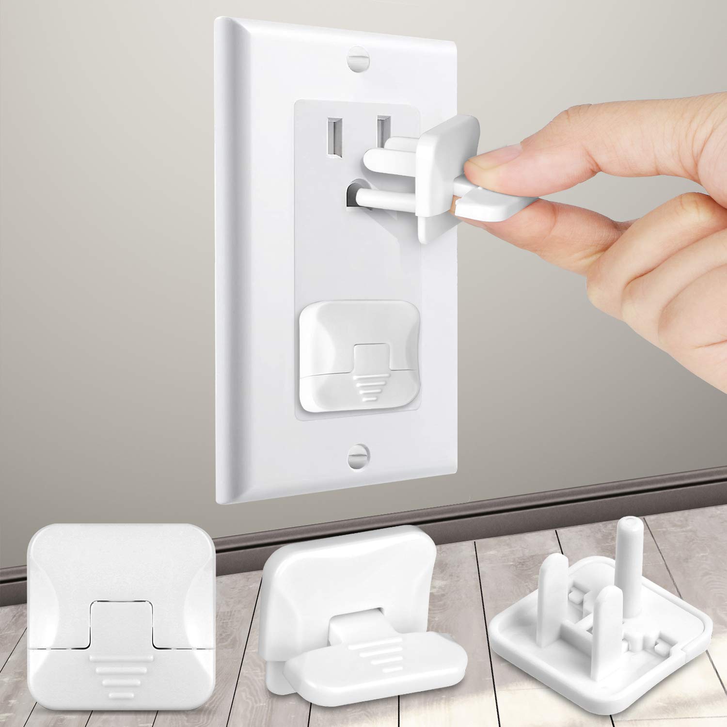 Outlet Covers (55 Pack) with Hidden Pull Handle Baby Proofing Plug Covers 3-Prong Child Safety Socket Covers Electrical Outlet Protectors Kid Proof Outlet Cap