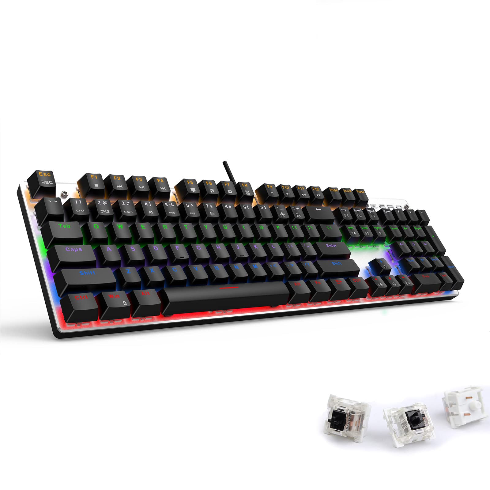 Yuisle 104-Key Gaming Mechanical Keyboards RGB Backlit USB Wired PC Gamer Keypad Blue/Black/Red Axis Waterproof 104-Key