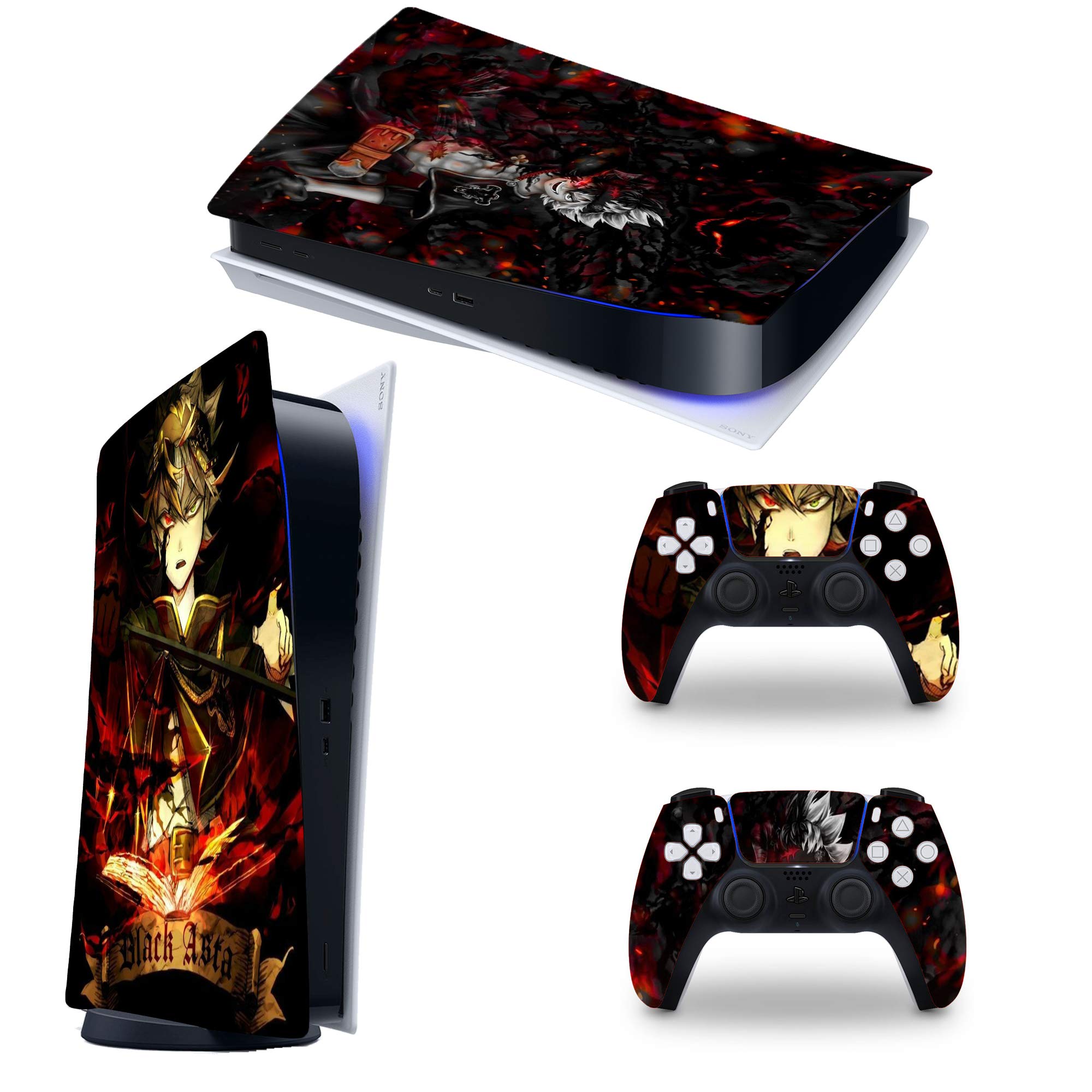 playstation 5 Skin Set β Black Magic Anime - HD Printing Vinyl Skin Cover Protective for PS5 Console and 2 PS5 Controller ( Only fit PlayStation 5 regular)