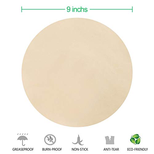 Unbleached Round Parchment Paper Sheets, Baking Circles, 100 pcs 9 Inch Non-stick Paper Liner for Cooking, Pizza, Baking Cakes, Cookies,Dutch Oven, Tortilla Press, Pan, Hamberger Wrap Paper