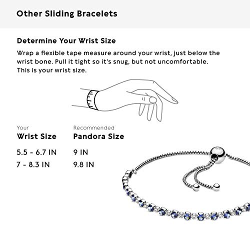 Pandora Jewelry Sparkle Slider Cubic Zirconia Bracelet in Sterling Silver, 9.8"