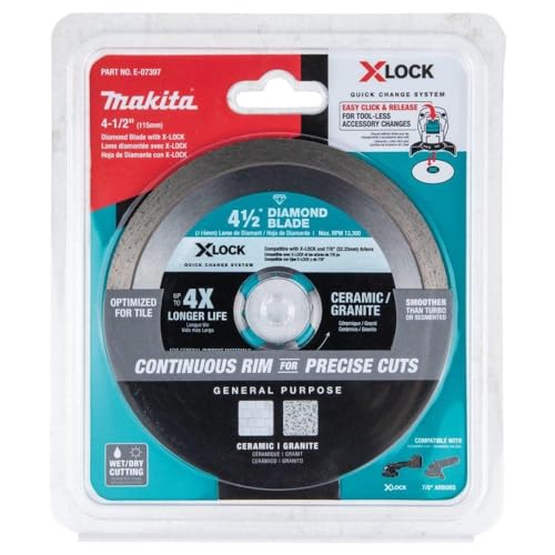 Makita X-Lock 4-1/2In Continuous Rim Diamond Blade For Ceramic And Granite Cutting