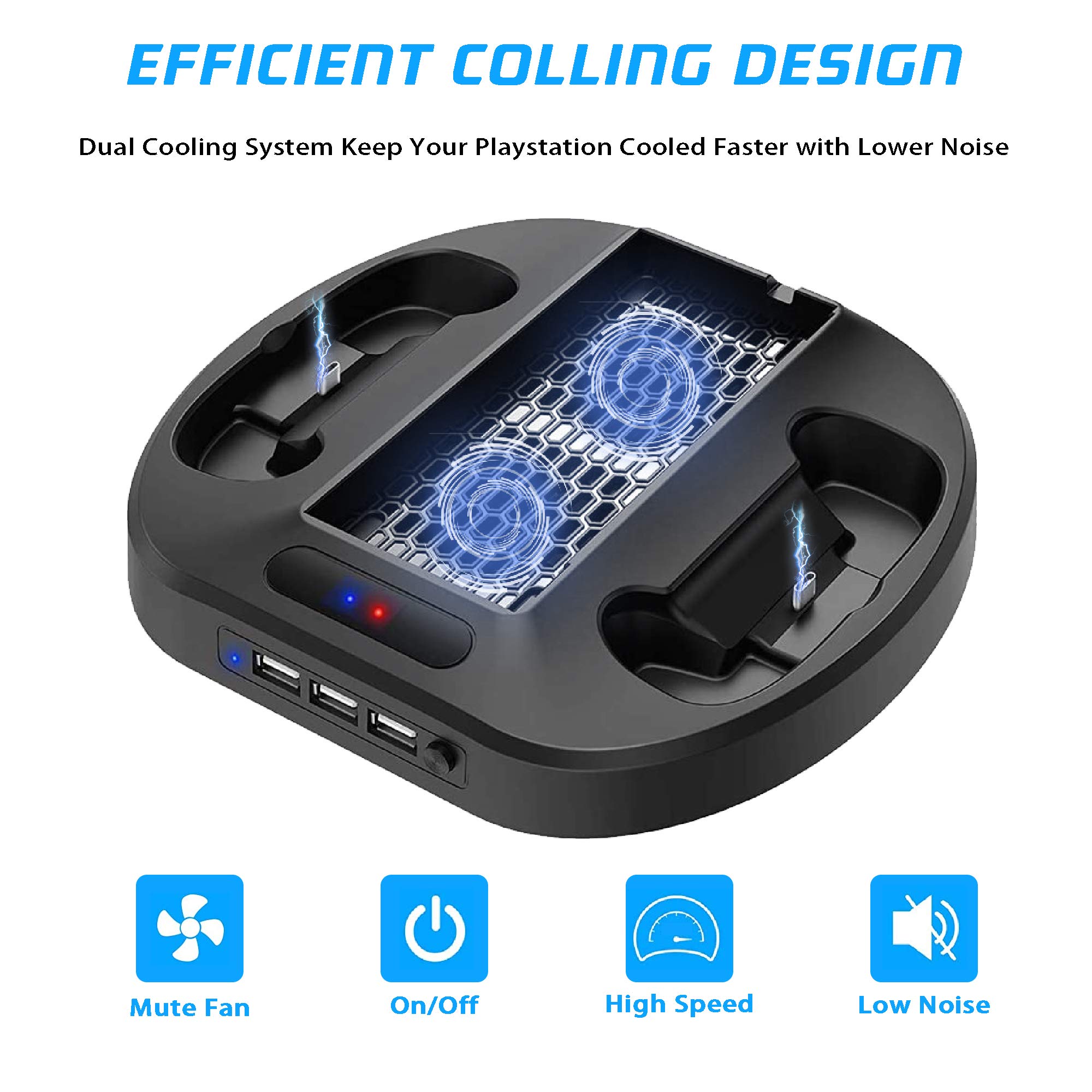 RHOTALL Cooling Fan for Xbox series S controller Charging Dock Station, Vertical Charging Stand with Controller Charger, LED Indicator and 3 USB Hubs