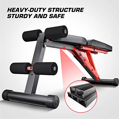 Pelpo Weight Bench for Full Body Exercise, Adjustable Workout Bench Press for Home Gym Strength Training And Weightlifting, Incline/Decline Utility Extension Bench Set For 6 Positions, Black Frame