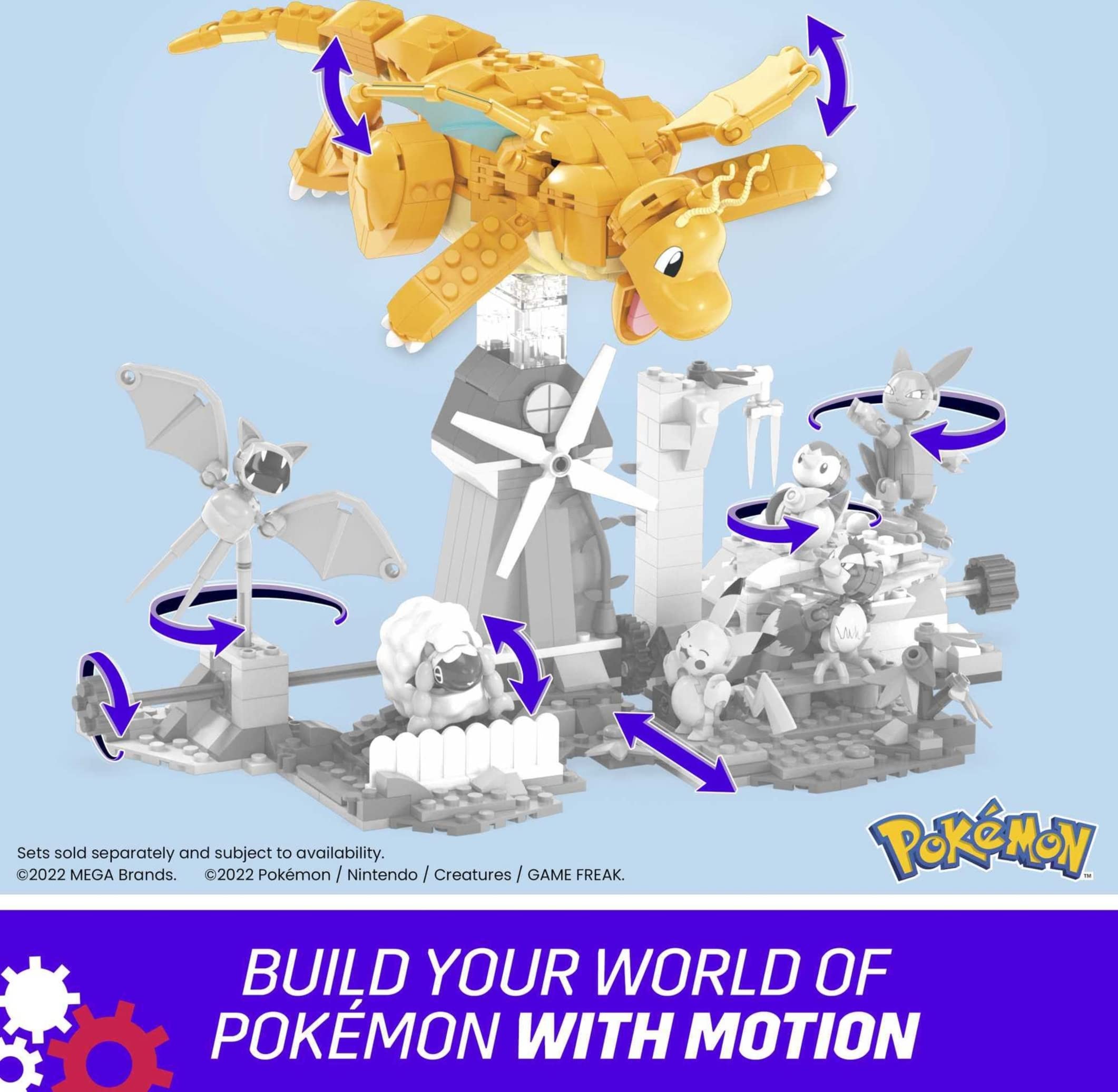 MEGA Pokémon Building Toys Set Dragonite with 388 Pieces, Articulated and Poseable with Motion, 7 Inches Tall, for Kids