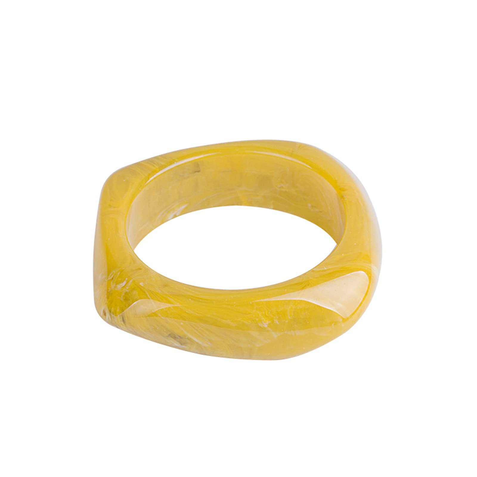 Resin Irregular Bangle Wrap Bracelet Colorful for Women Jewelry Gifts Geometric Bohemian Holiday Elegant Round Acrylic Bracelet White Black Multicolor-Yellow