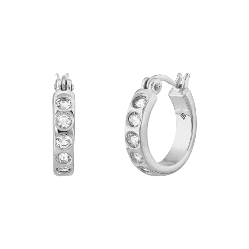 Silpada 'April Birthday Wish' White Topaz Huggie Hoop Earrings in Sterling Silver