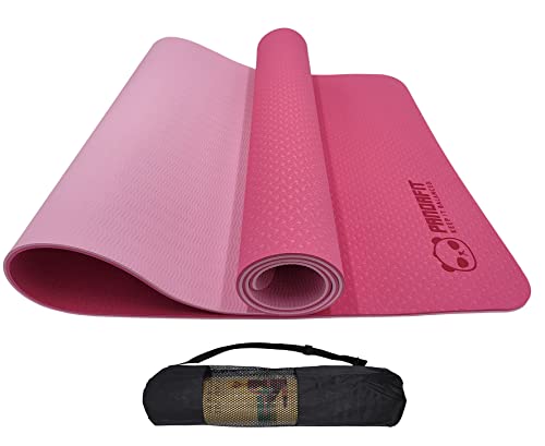 PandaFit Yoga Mat 6mm (1/4") Thick Non-Slip (Pink)