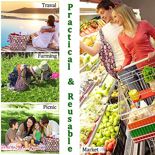 SZUAH Reusable Grocery Shopping Bags(10 Pack), Foldable Shopping Bags Grocery Tote with Attached Pouch,Machine Washable Eco-Friendly.