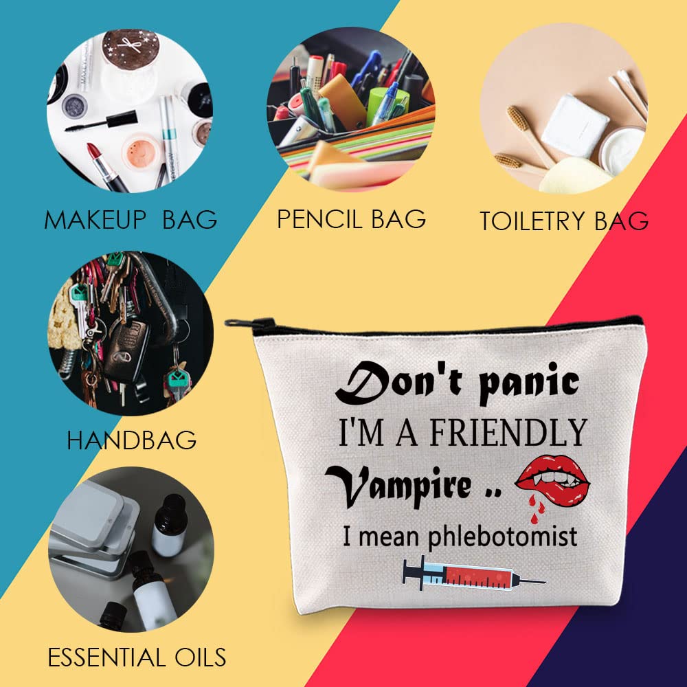 MNIGIU Phlebotomist Cosmetic Makeup Bag Phlebotomy Technician Gift I Mean phlebotomist Zipper Pouch Bag For Technician Hematologist Nurse (phlebotomist bag)