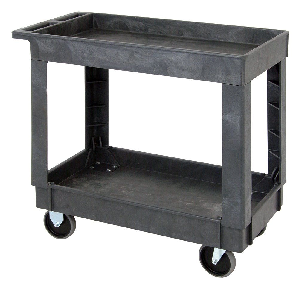 Quantum Storage Cart, Bussing Utility Transport, Plastic, 35" x 18" x 33", Gray