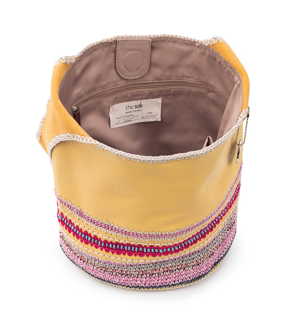 The Sak Back To Bali 120 Hobo Bag in Leather & Hand-Crochet, Large Shoulder Purse, Sunlight Seminyak
