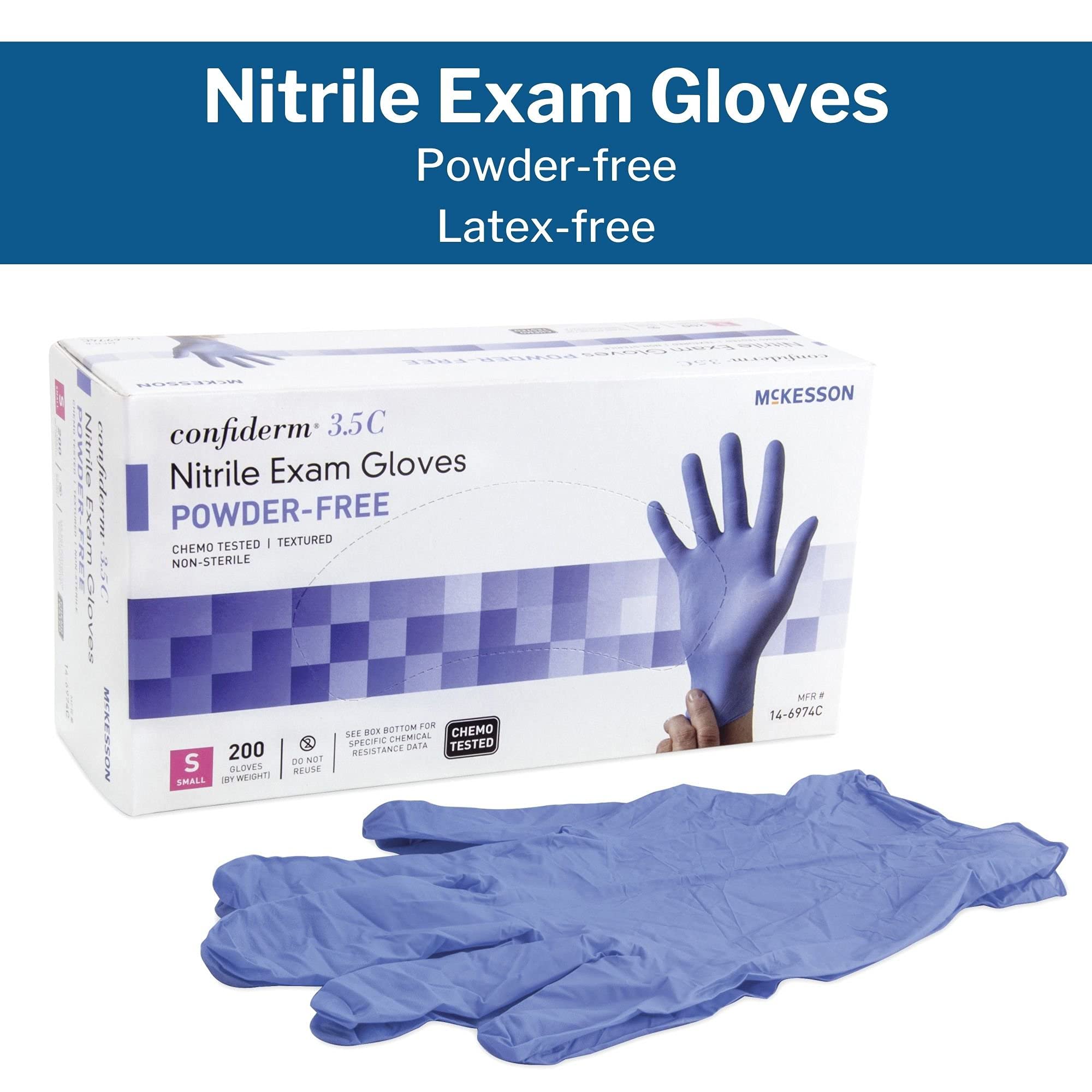 McKesson Confiderm 3.5C Nitrile Latex-Free SM Exam Gloves, Small, Chemo Tested, Powder-Free, 200/BX (CASE of 10)