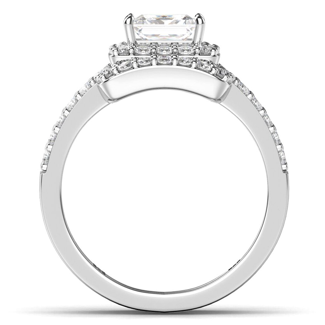 Metal Factory Sz 8 Sterling Silver 3Pcs 925 CZ Cubic Zirconia Engagement Wedding Band Ring Set