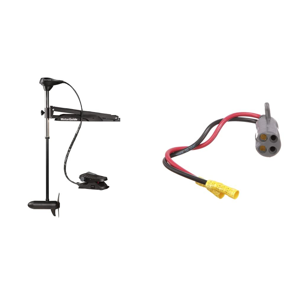 MotorGuide 940200060 X3 Freshwater Bow Mount Trolling Motor — Cable Steer, Foot-Control — 45-Inch Shaft, 45-Pound Peak Thrust & Attwood 8M4000953 Trolling Motor Power Plug, 2-Prong