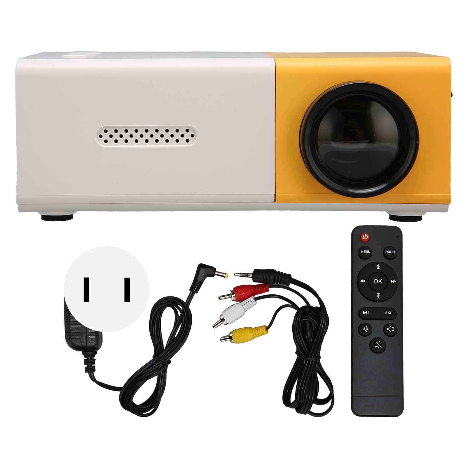 Portable HD 1080P Mini Projector for Movies and Gaming, Compact and Lightweight, USB and Connectivity, Ideal for Travel, Camping, and Home Entertainment (US Plug)