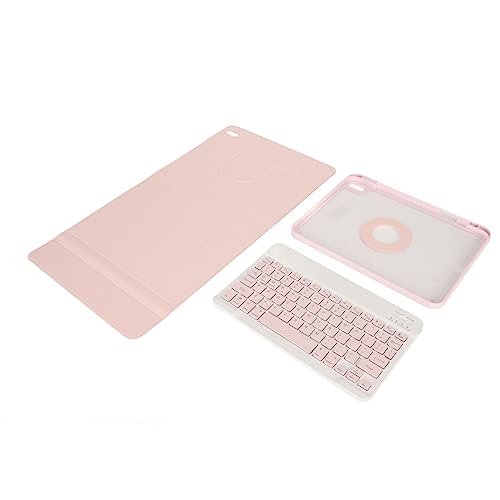 Portable Keyboard, 180mAh Battery PU Leather PC Pen Holder Magnetic Rotating Design Precise Cutouts Wireless Keyboard with Case for 2022 Tablet (Pink)