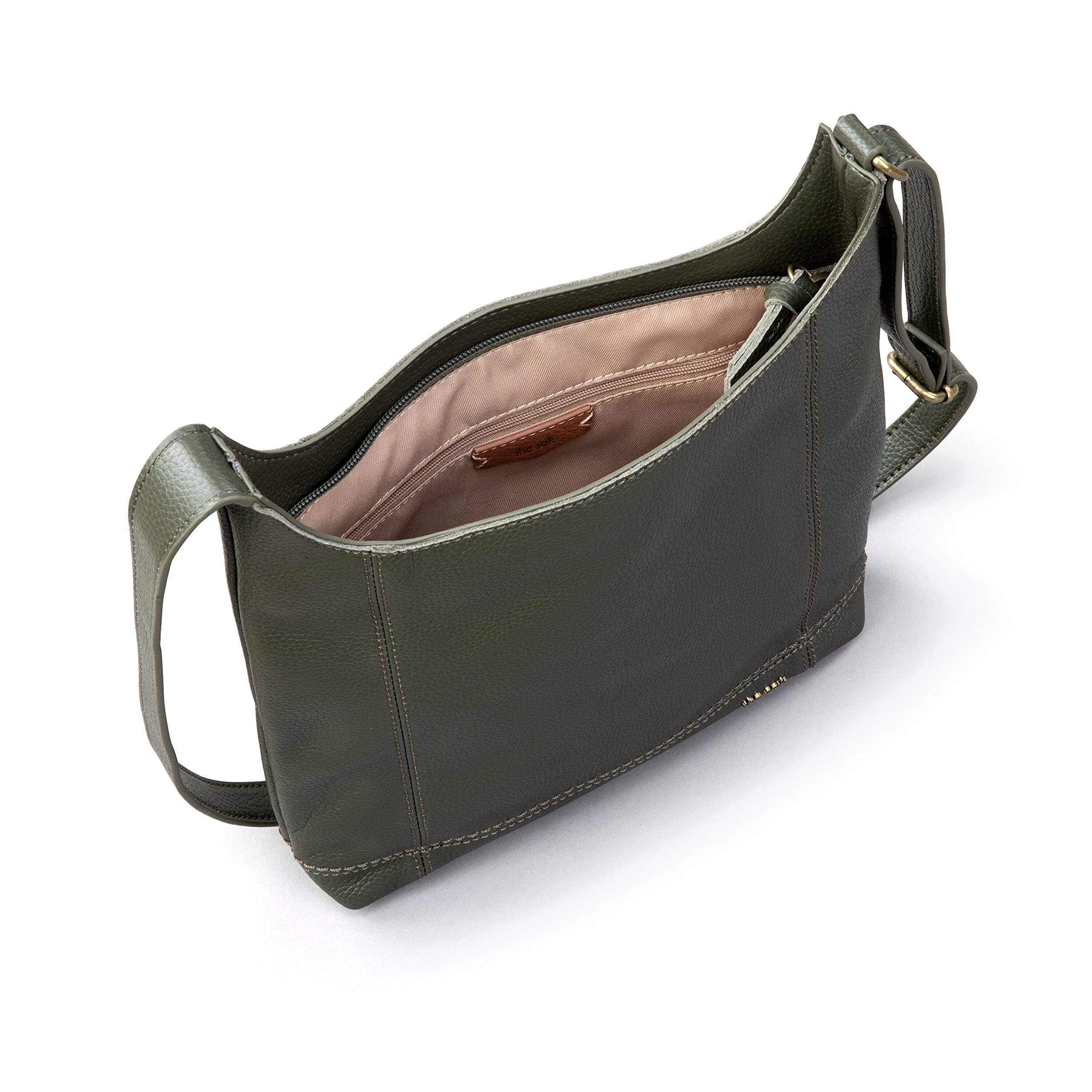 The Sak Womens De Young Crossbody In Leather, Moss, One Size US