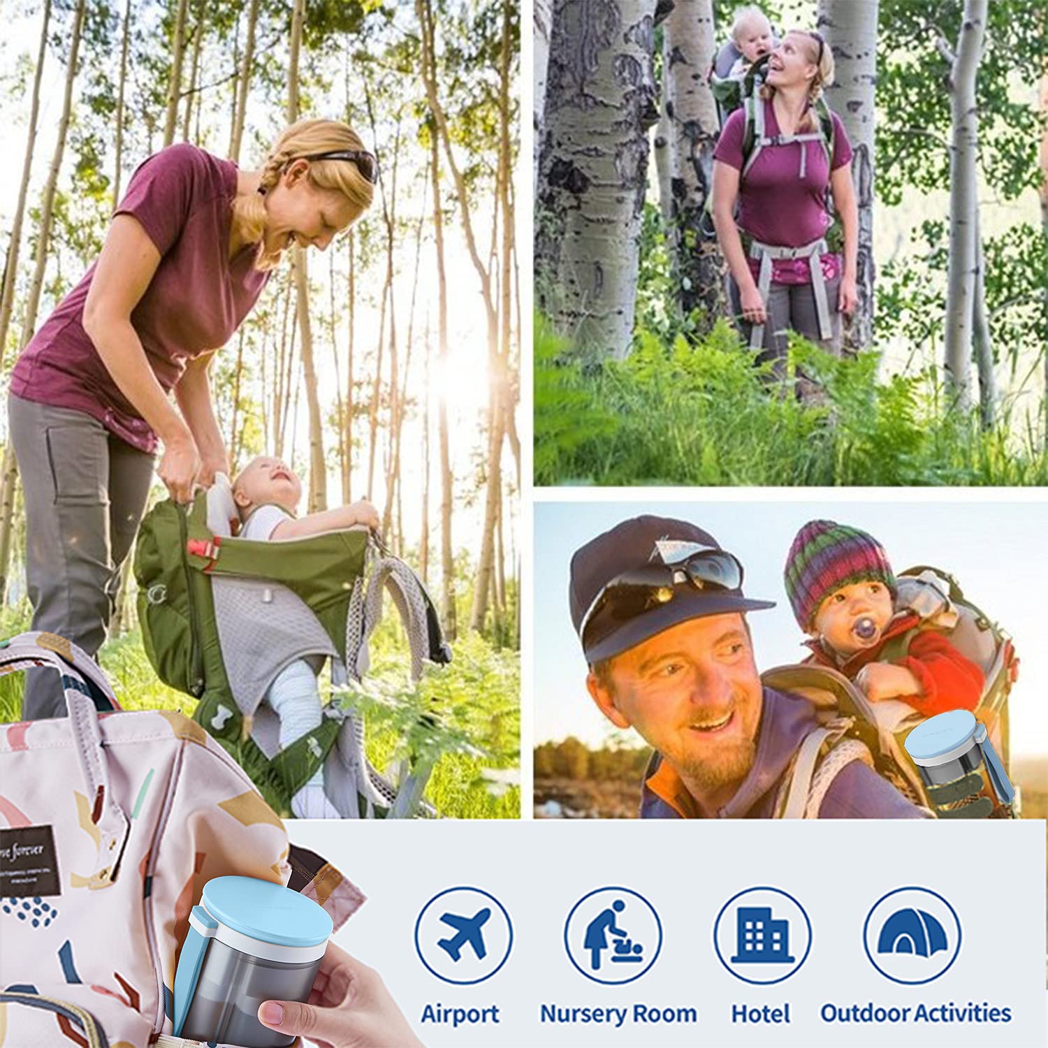 TechoEcho Travel Baby Bottle Brush Set with Extendable Liquid Silicone Bottle Brush,Nipple Brush,Built-in Bottle Drying Rack,Straw Cleaner Brush,Baby Bottle Soap Dispenser,Bottle Warmer(Yellow&Blue)