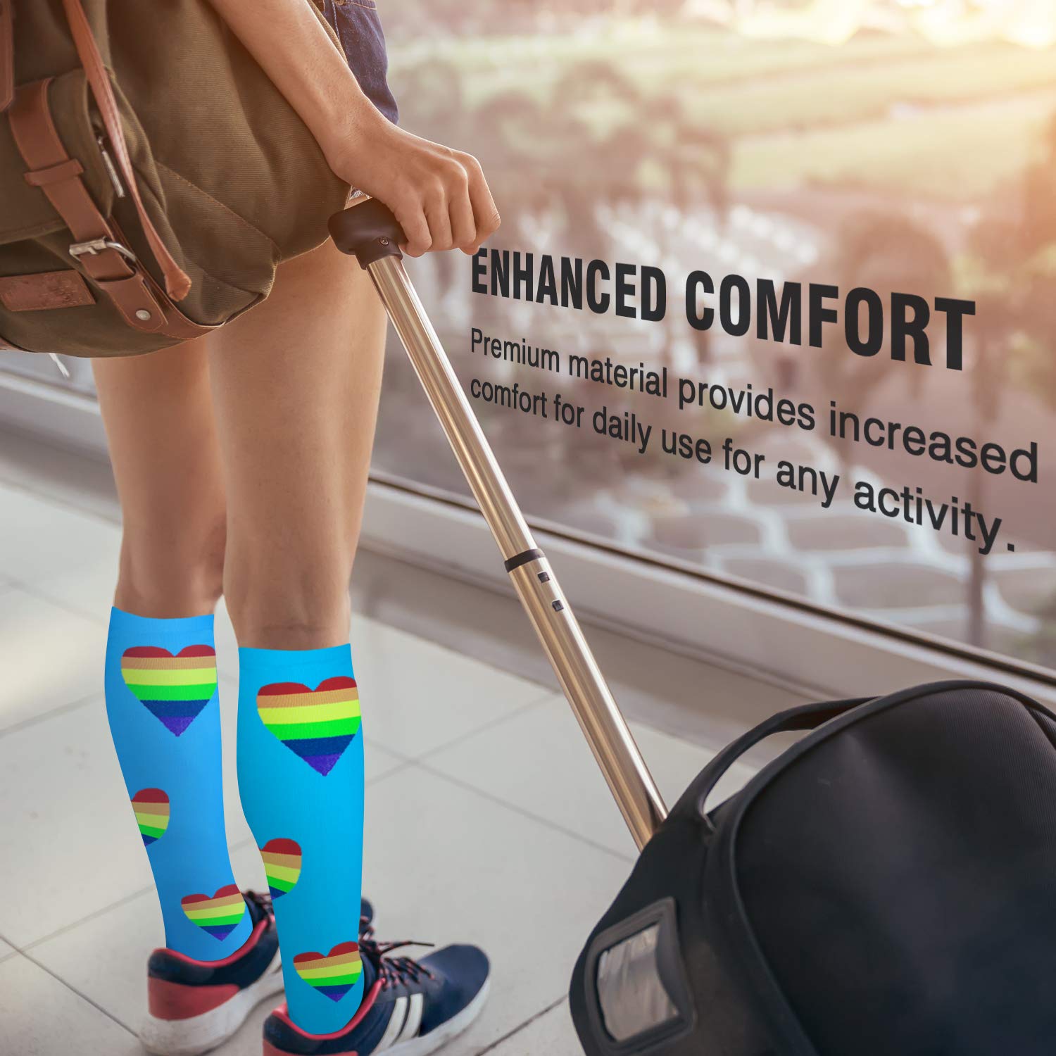 NEWZILL Medical Compression Socks for Women and Men Circulation 20-30 mmHg Best Compression Stockings for Running Athletic Travel Flight Nurses Pink/White