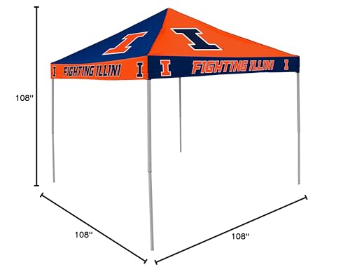 Logo Brands NCAA Illinois Fighting Illini 9 x 9 Foot Pinwheel Tailgating Canopy, Navy/Orange, One Size