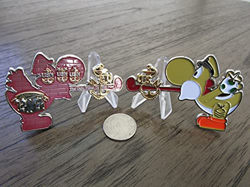 United States Navy Chief Mario and Luigi Brothers and Yoshi Goat Locker CPO Challenge Coin Set
