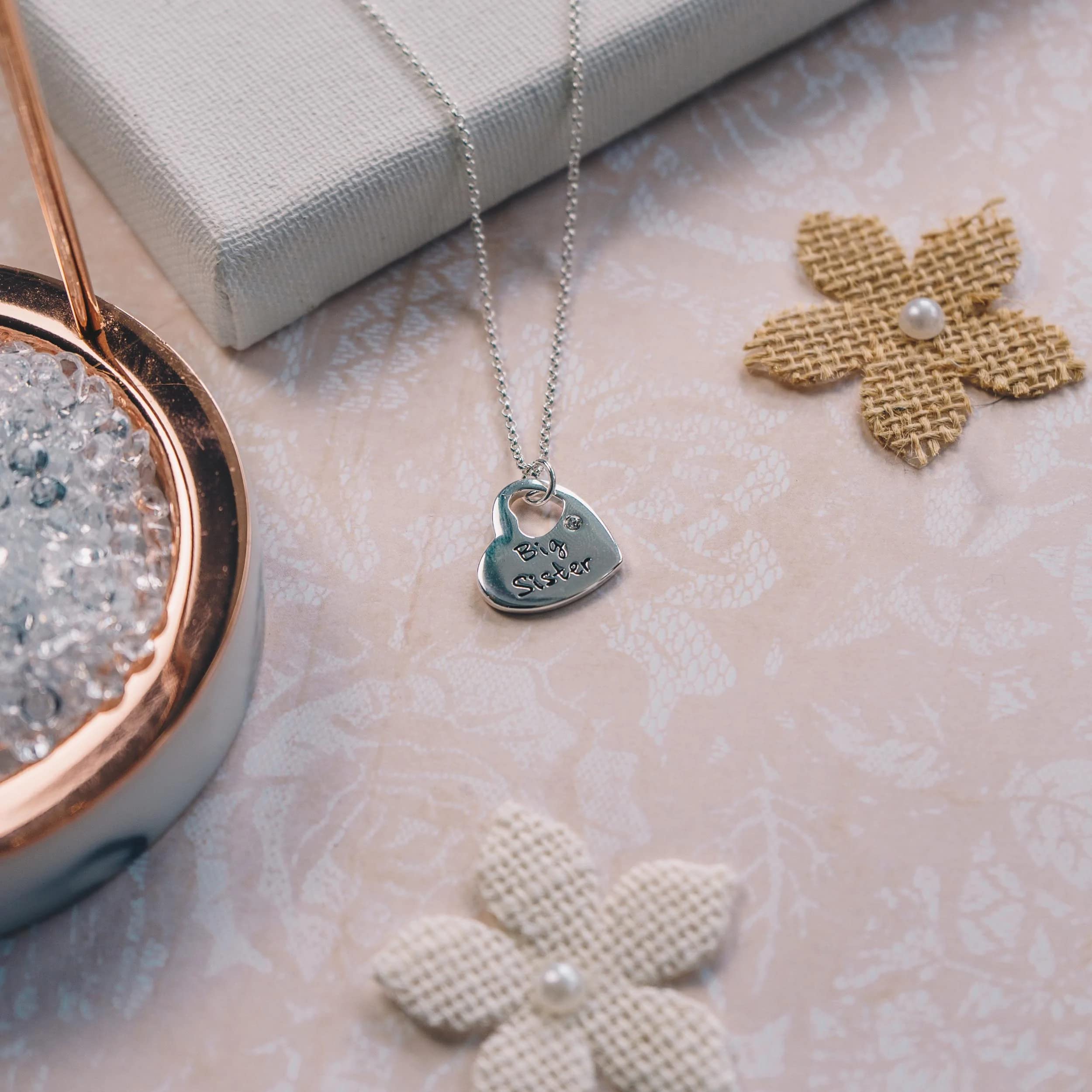 Philip Jones Big Sister Heart Necklace Created with Zircondia® Crystals