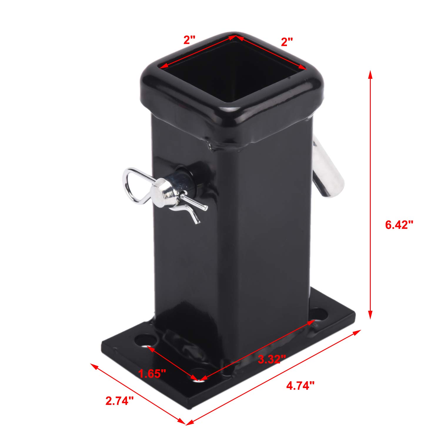 NovelBee 2" Trailer Tow Hook Receiver Tube with Cover Fit for Pore Distance 45x85mm Trailer Hitch
