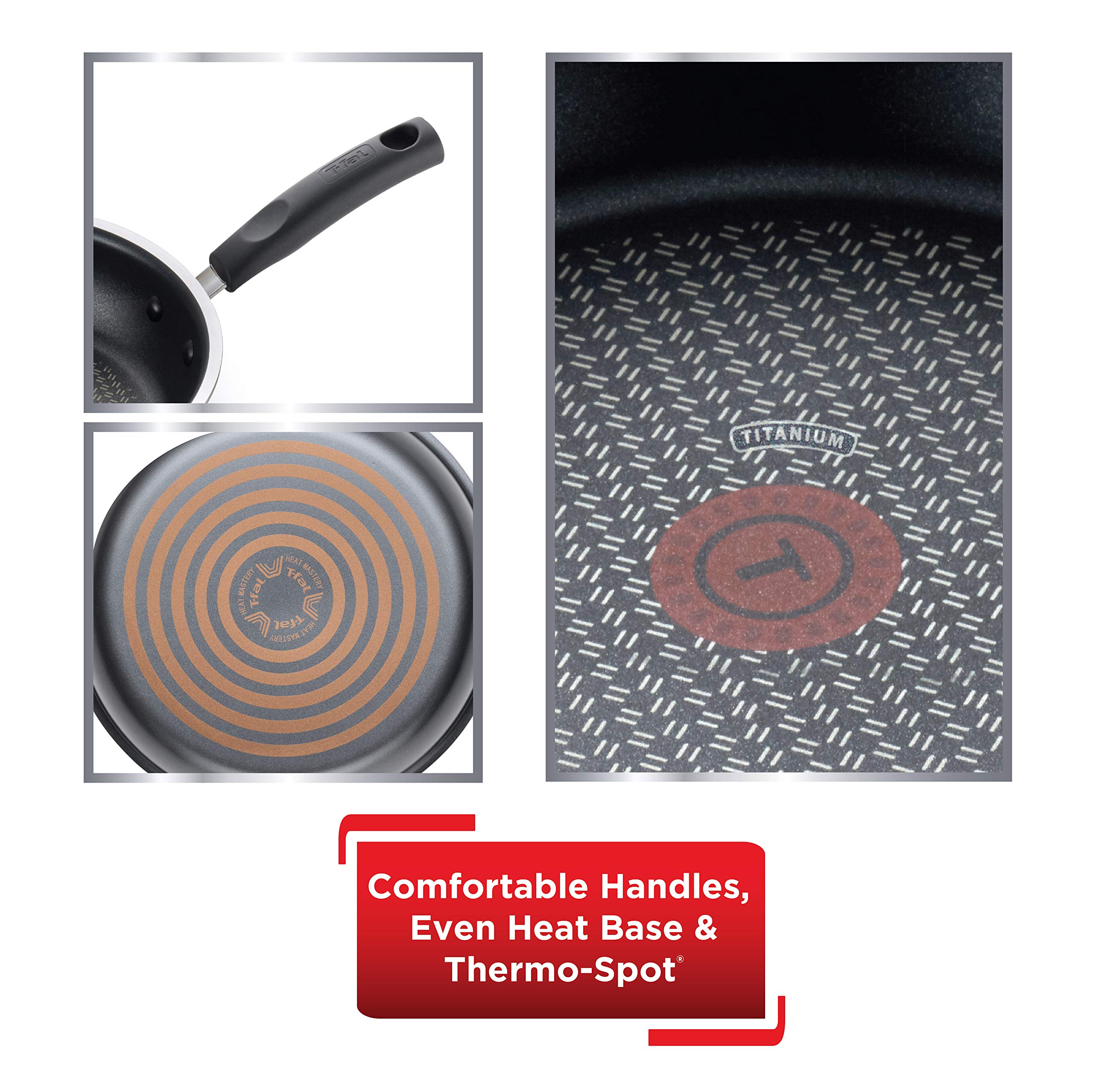 T-fal Signature Nonstick Fry Pan 8.5 Inch Oven Safe 350F Cookware, Pots and Pans, Dishwasher Safe Black