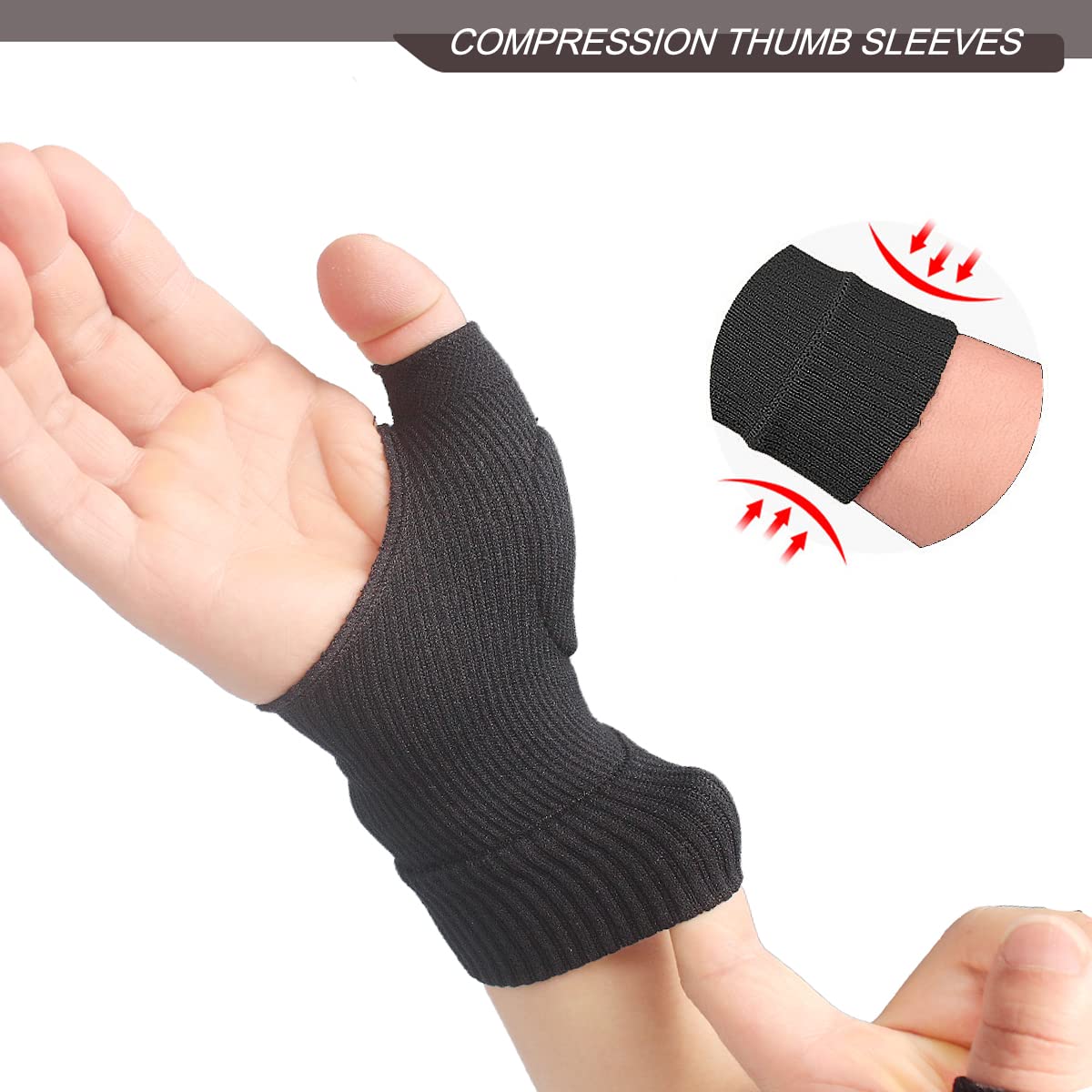 YUNYILAN Thumb Arthritis Compression Gloves(1 Pair), Elastic Compression Glove with Soft Gel Pads, Comfortable Carpal Tunnel Sleeve for Arthritis, Joint Pain, Tendonitis, Sprains (Black, Medium)
