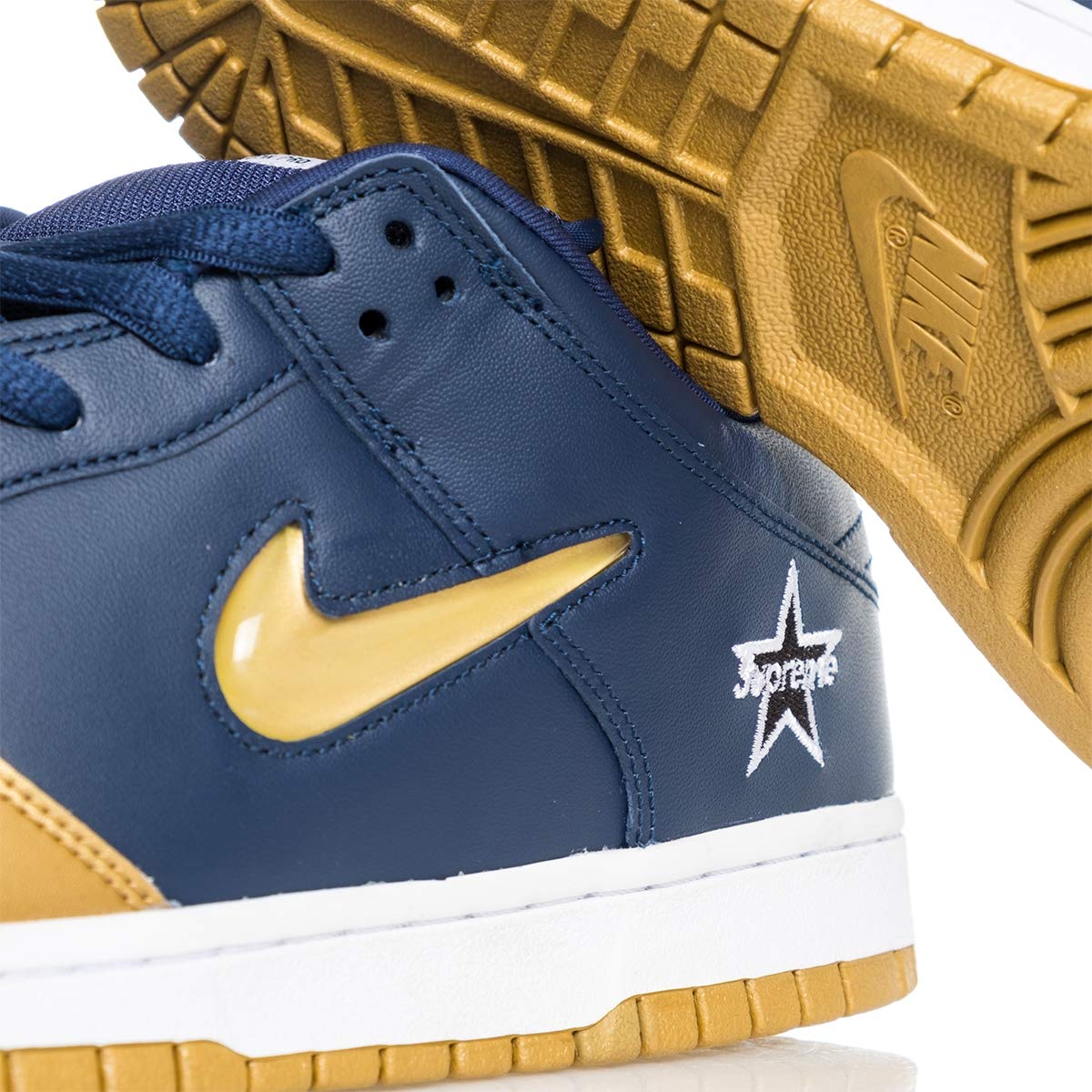 Nike Mens SB Dunk Low CK3480 700 Supreme - Jewel Swoosh Gold/Navy - Size 10