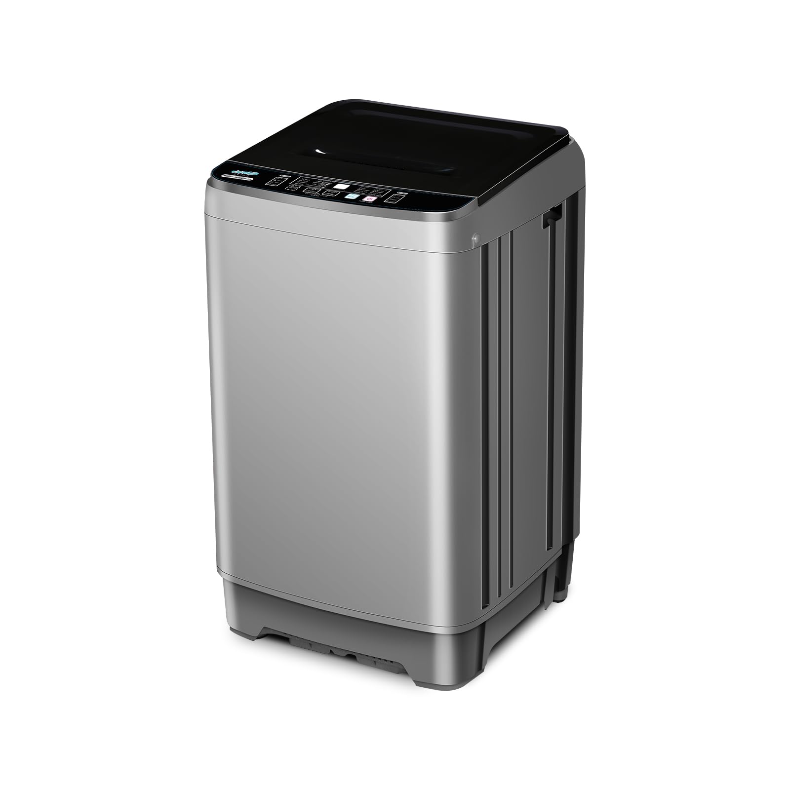 OOTDAY 15.6lbs Small Portable Washer, 2.3 Cu.ft Full Automatic Washing Machine with LED Display, with Drain Pump/10 Programs 8 Water Level Selections, Transparent Lid & LED Display