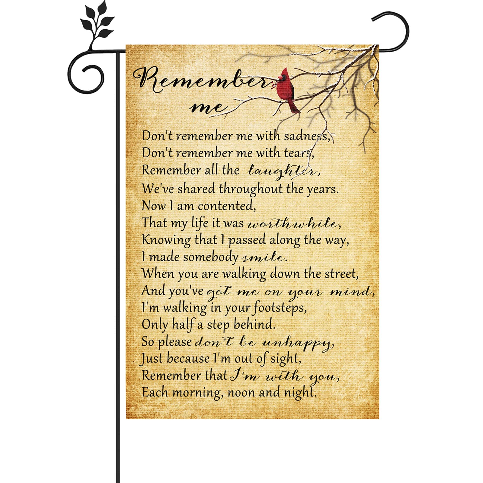 Unittype Garden Flags Red Bird Spring Outdoor House Flag Banner Cemetery Decoration for Grave Remember Me Cardinals Flag Vertical Double Sided Memorial Flag for Home Yard Decor, 12 x 18 Inch