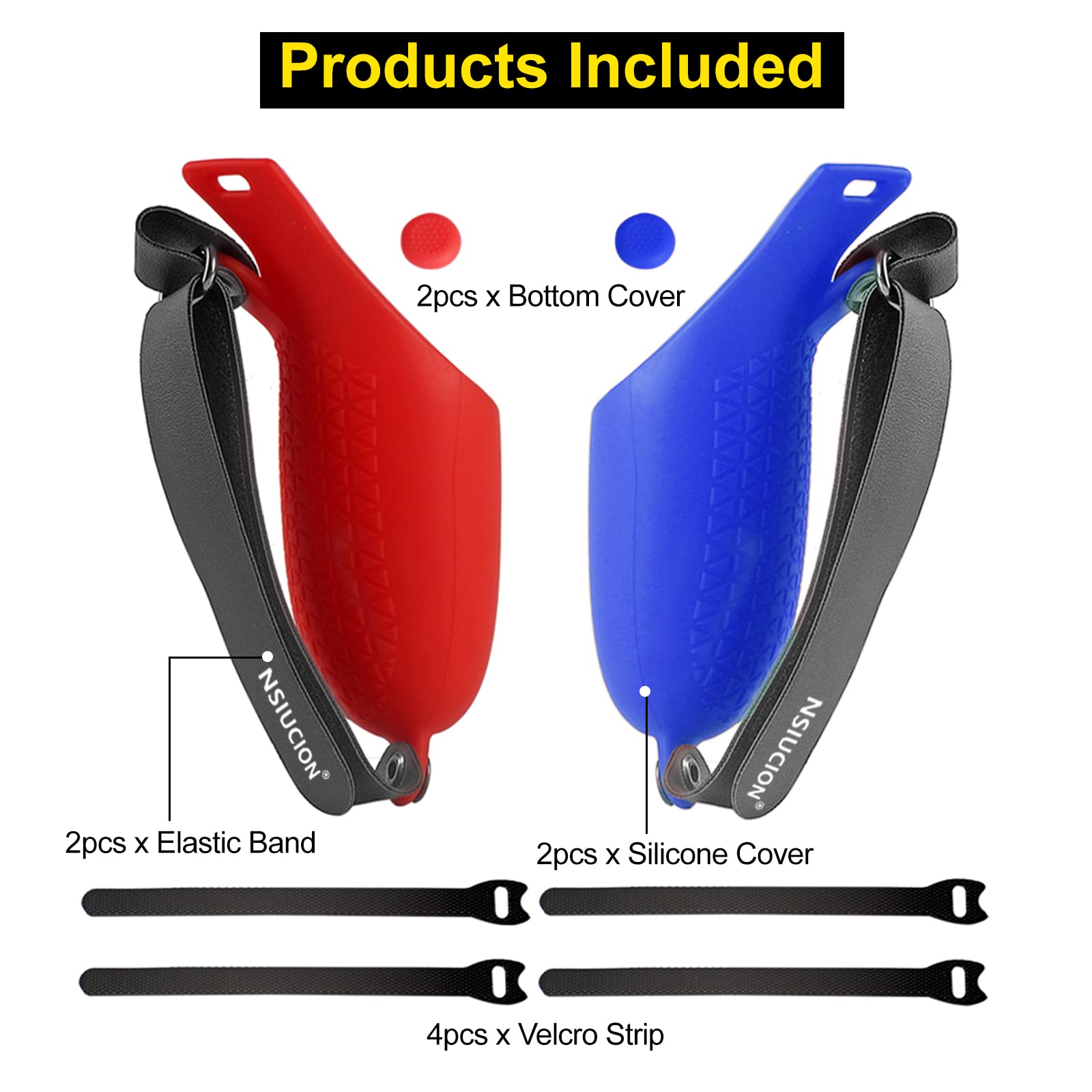 Nsiucion Touch Controller Grip Cover for Oculus Quest 2 VR Game Controller, Anti-Throw Handle Protective Sleeve with Adjustable Wrist Knuckle Strap Quest 2 Accessories (Red & Blue)