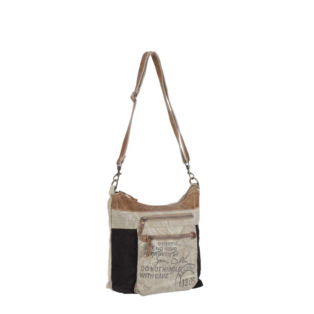 Myra Bags Double Zip Upcycled Canvas Shoulder Bag S-0904