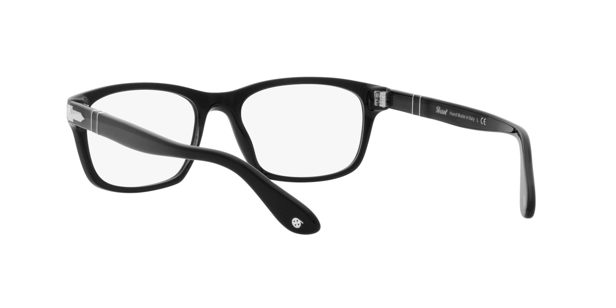 Persol PO3012V Square Prescription Eyewear Frames, Black/Silver/Demo Lens, 52 mm