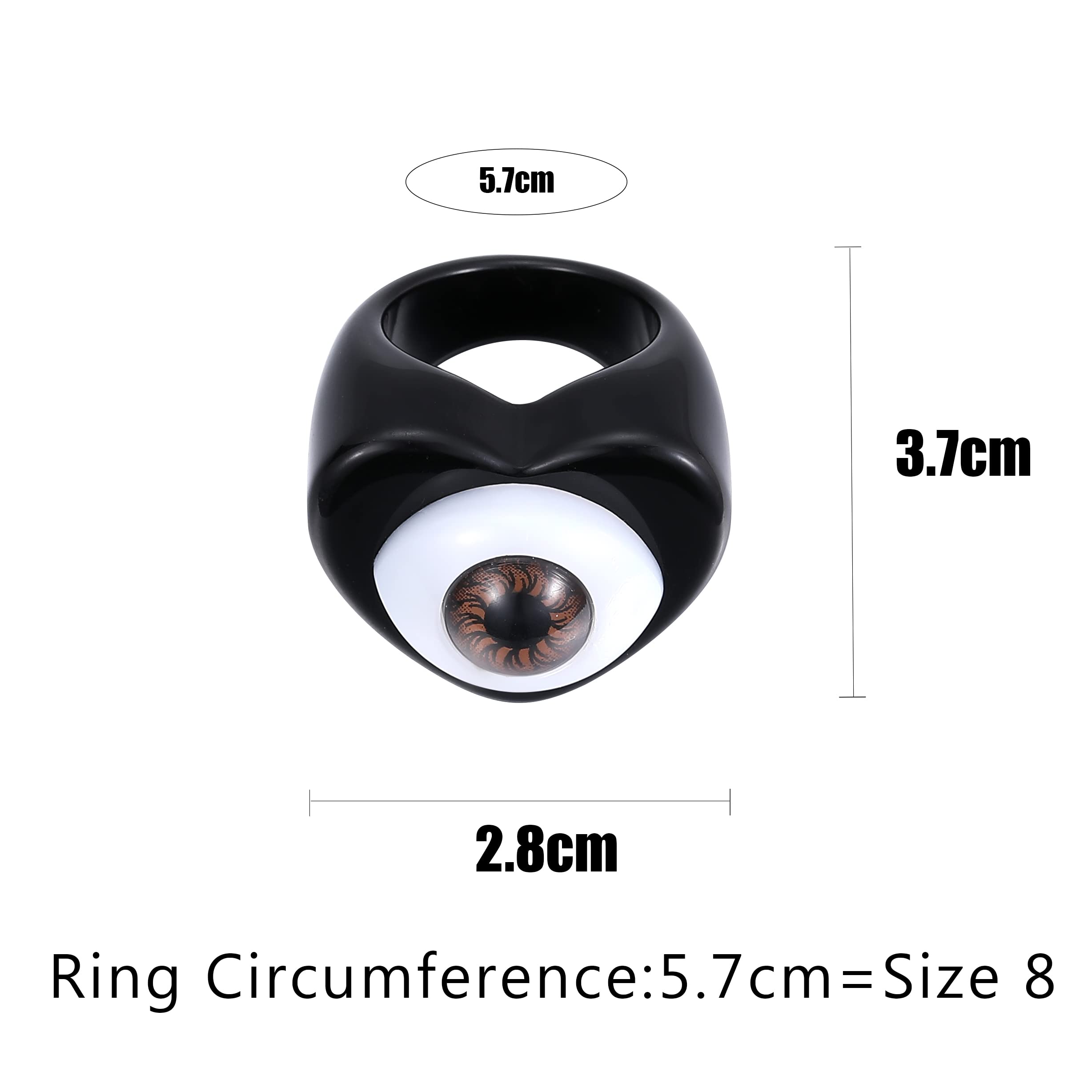 VOPIPO 3pcs Resin Rings Chunky Statement Plastic Rings Cute Heart Shaped Big Eye Aesthetic Rings Trendy Personalized Stacking Finger Acrylic Ring Set for Women