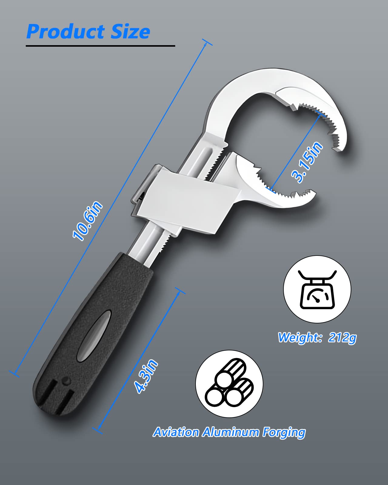 Universal Adjustable Double-Ended Wrench - Multifunctional Bathroom Wrench, Universal Pipe Wrench, Crescent Wrench Sets Hand Tool for Water Pipe Repair & Home Accessories