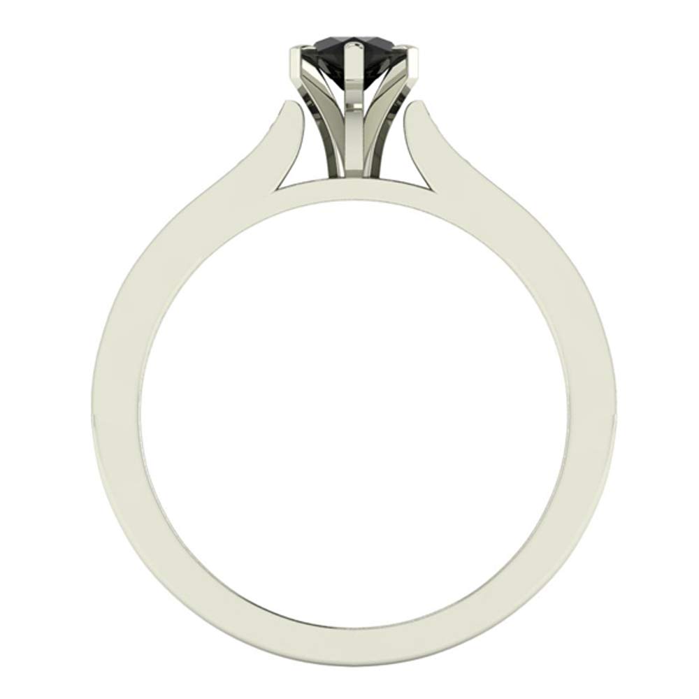 Marquise Cut Black Diamond Engagement Ring for Women 3/4 Carat Total Weight (0.75 ct) 14K White Gold on Sterling (Ring Size 5.5)