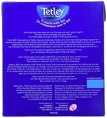 Tetley Orange Pekoe Tea, 144 Count Tea Bags, 454g/1lb, (Imported from Canada}
