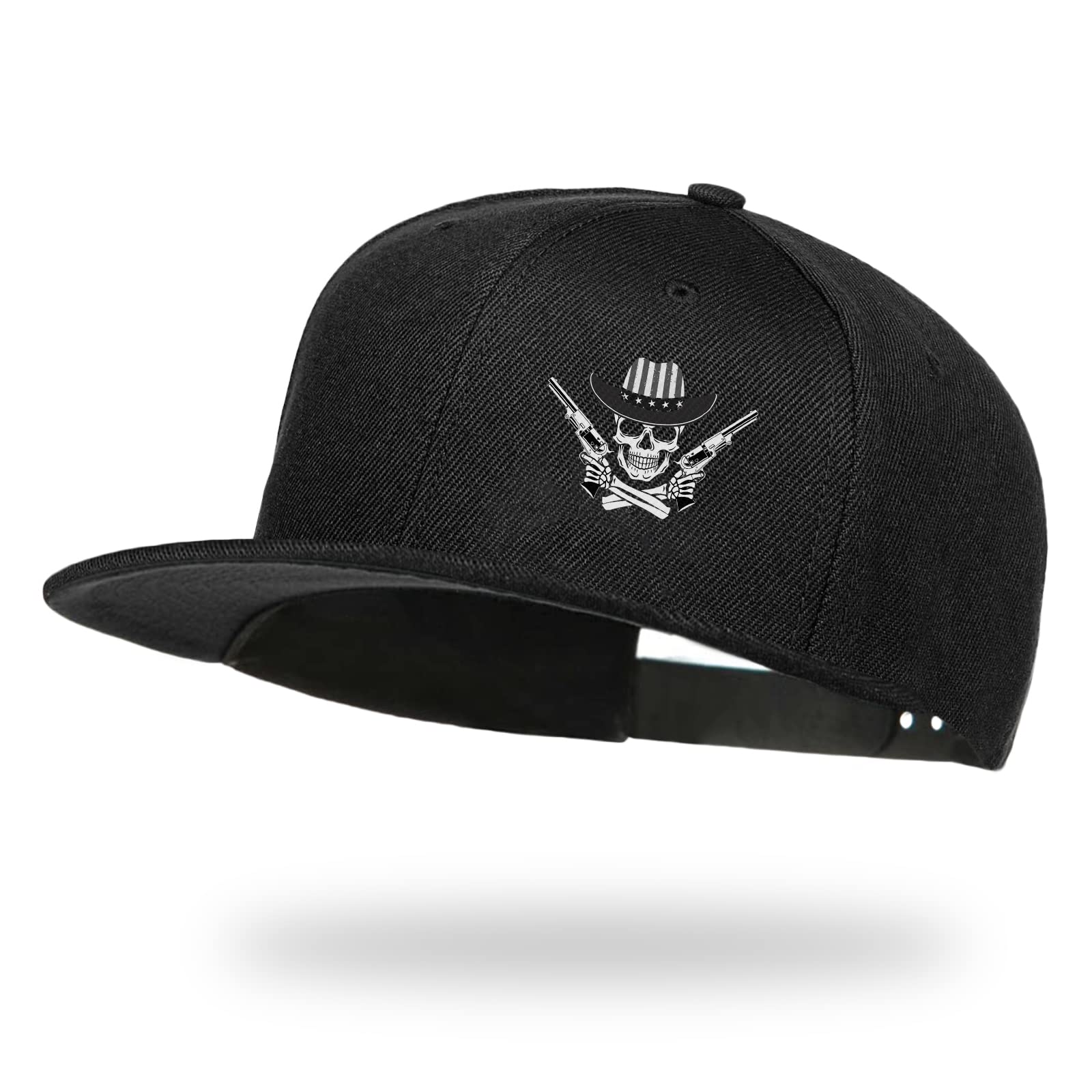 Skull Hat Snapback Hats for Flat Bill Brim Hat Black Men Hats Mens Fitted Caps Cool Men's Bulk Blank Cap Adjustable