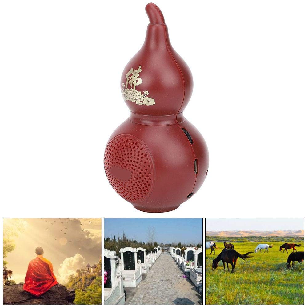 Prayer Machine, Exquisite 26 Songs Portable Gourd Shaped Buddha Music Player, Office Buddhist Temple for Home(red)