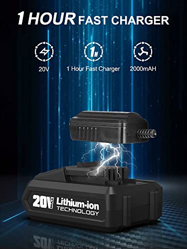 WESCO 20V Cordless Impact Wrench, 1/2",1602 In-lbs(180N.m),2.0A Li-ion Battery, LED Light 3 Pcs Drive Impact Sockets and 1 Hour Fast Charger