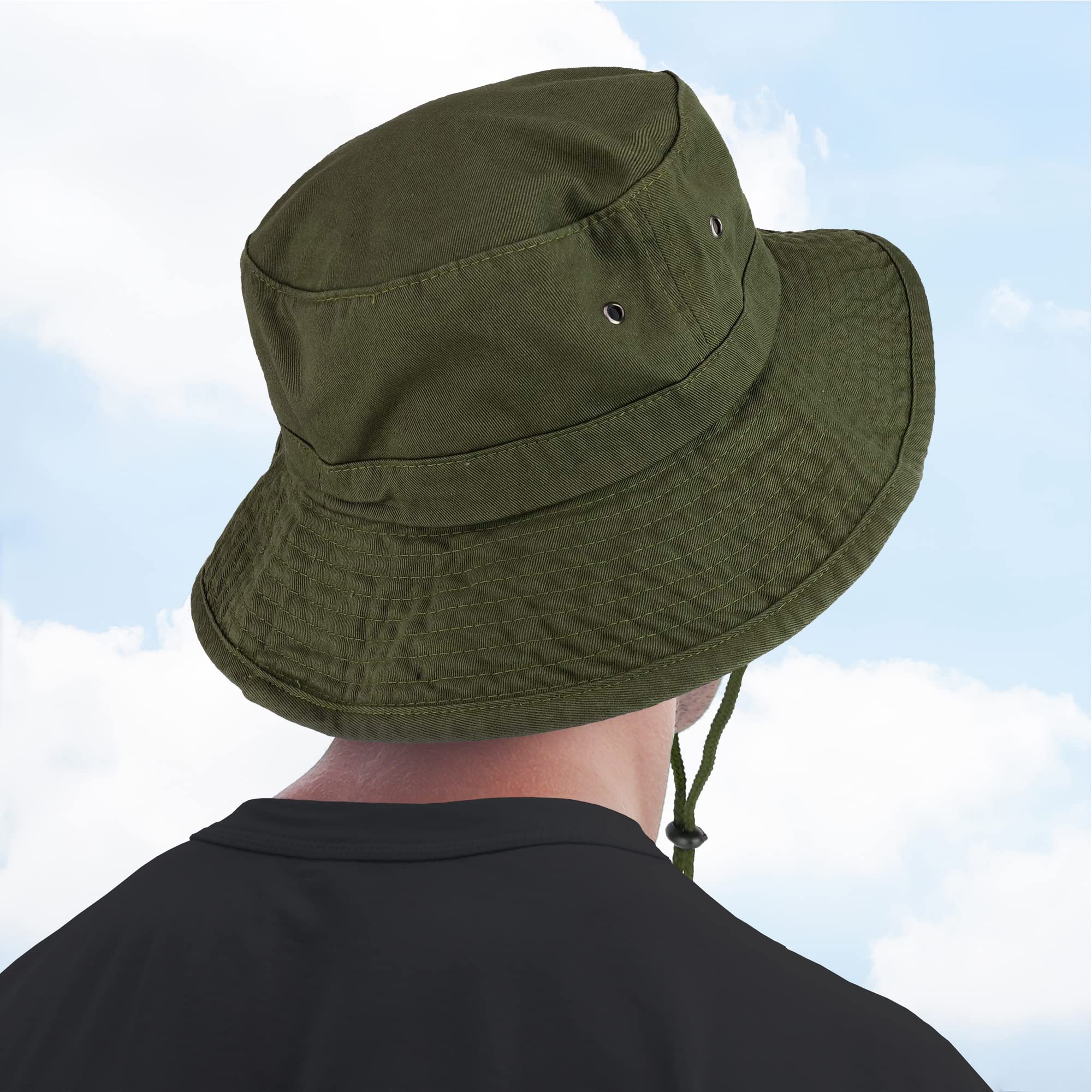 Trendy Apparel Shop XXL Oversize Large Brim 100% Cotton Outdoor Boonie Hat - Navy - 3XL