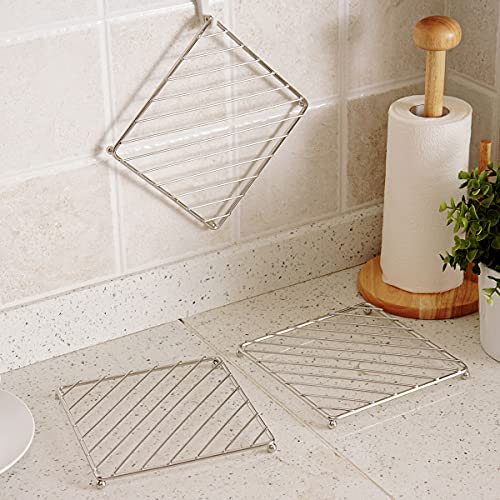 Stainless Steel Trivets for Hot Pots and Pans, VIDAYA Luxury Metal Pot Holders -Multi-Use Great Heat Resistant Hot Pads for Kitchen Counter, Upgrade Enlarged Diameter Hot Plate Holder (3 Pack)