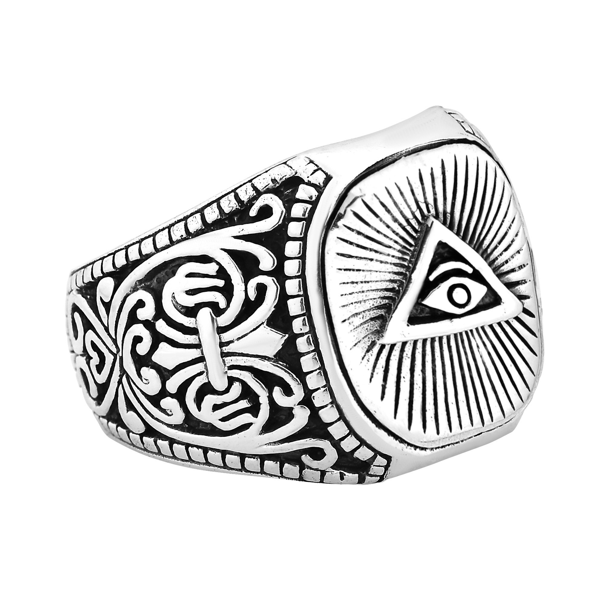 Mystical All-Seeing Eye or Eye of Providence .925 Sterling Silver Ring (10)