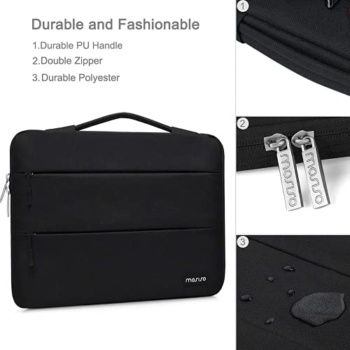 MOSISO 360 Protective Laptop Sleeve Compatible with MacBook Air/Pro,13-13.3 inch Notebook, Compatible with MacBook Pro 14 inch 2023-2021 A2779 M2 A2442 M1 with 2 Horizontal Parallel Pockets&Belt,Black