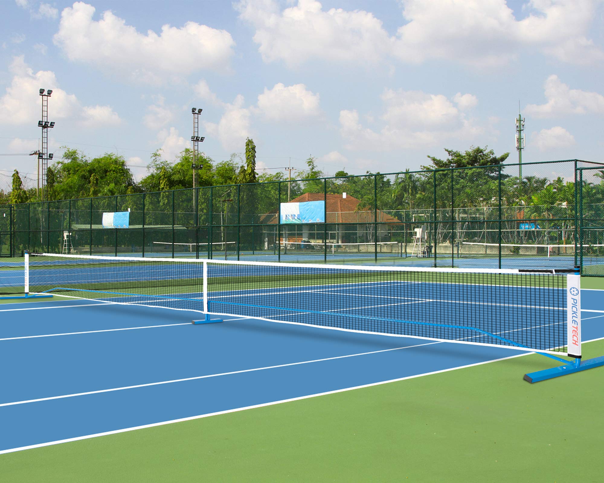 PICKLETECH Portable Pickleball Net Outdoor 22FT Regulation Size Set 3.0 Reinforced Version (Blue)