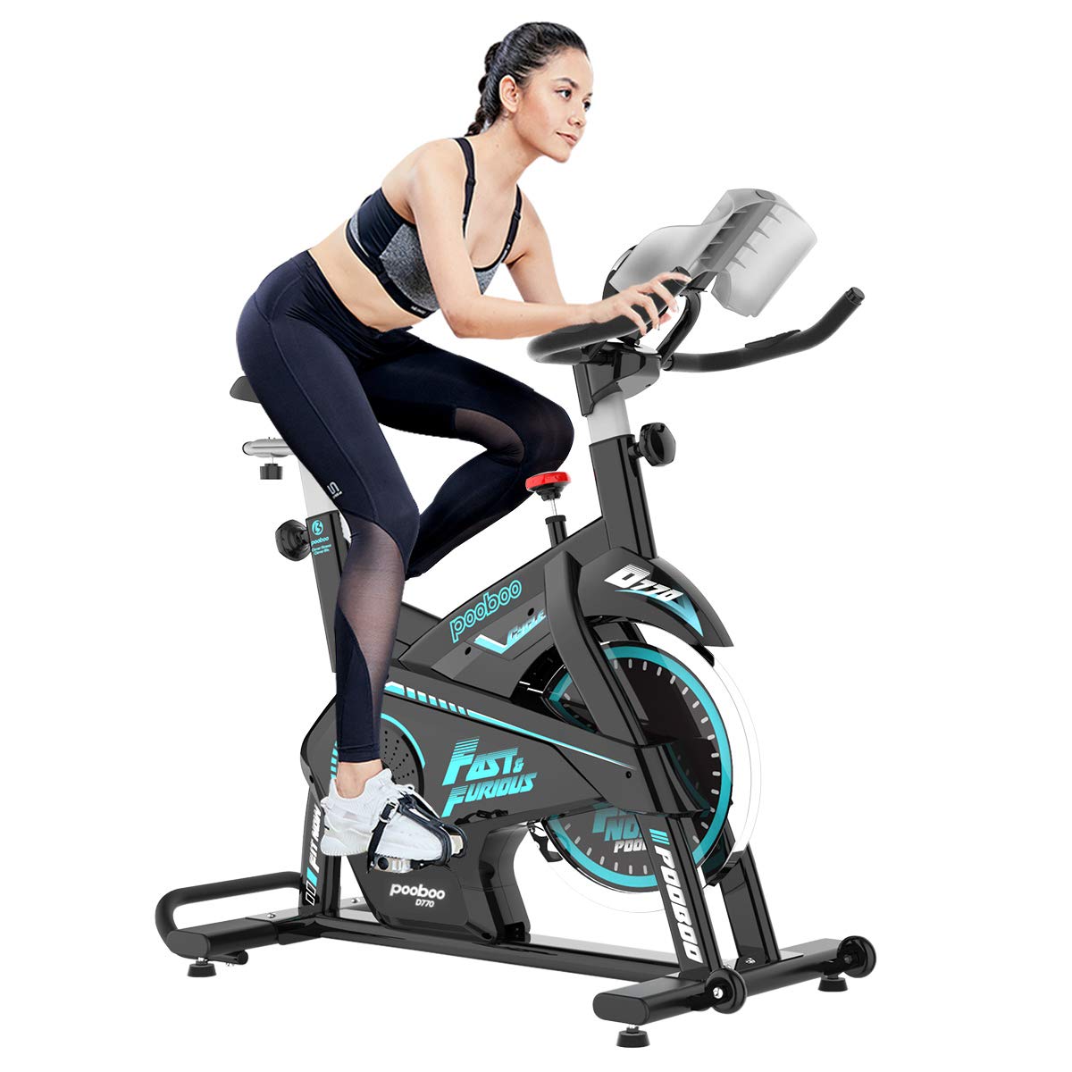 pooboo Pro Indoor Cycling Bike, Belt Drive Exercise Bike,Stationary Exercise Bicycle LED Display Heart Pulse Trainer Bike Flywheel Smooth Quiet … (770-6)